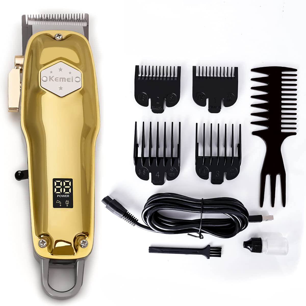Hair Clippers for Men, Professional Barber Clippers Cordless Beard Trimmer Grooming Kit with LED Display USB Rechargeable, Upgraded Motor Powerful and Quiet