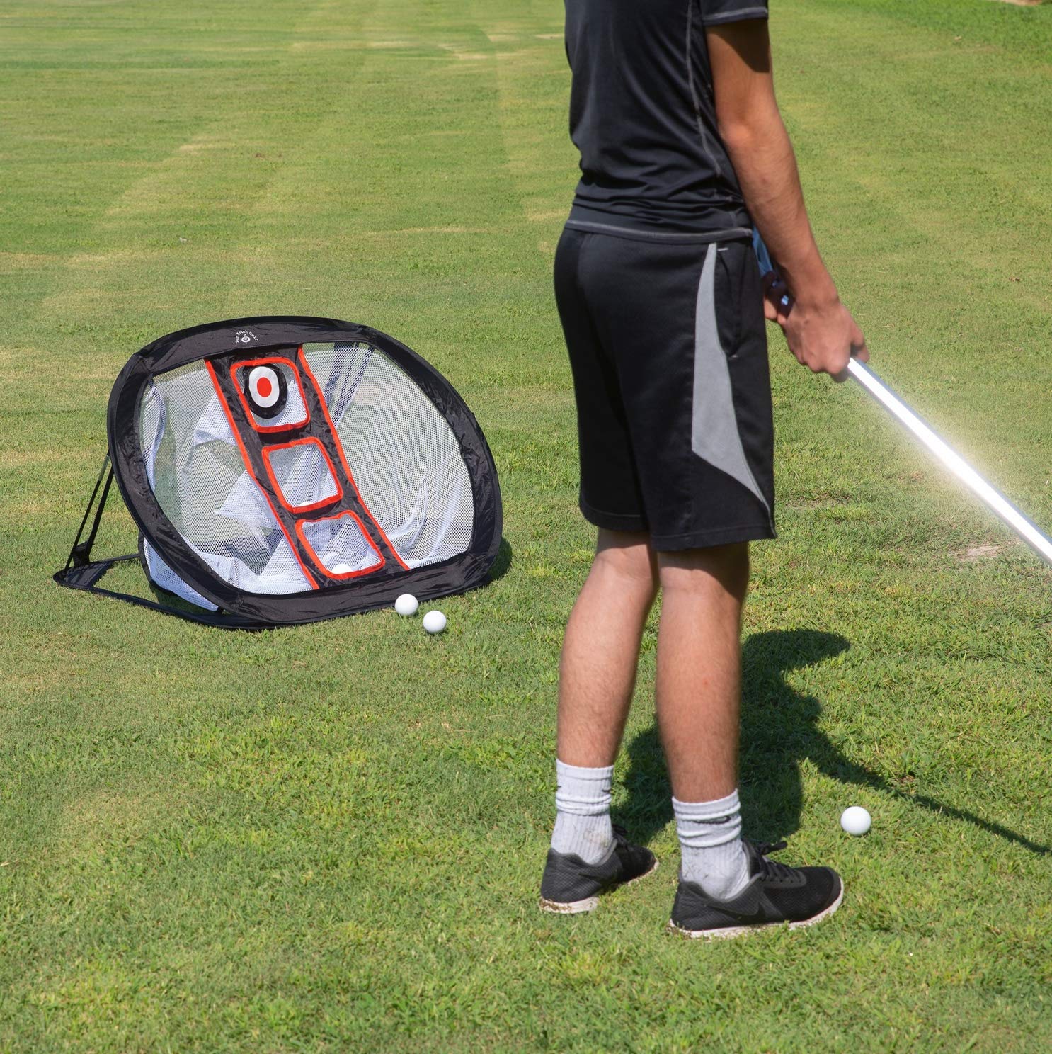 Golf Chipping Net with 12 Foam Practice Balls - Collapsible Golfing Target for Indoor/Outdoor Use - Portable Training Aid to Practice in Backyard or Office | Improve Accuracy and Challenge Friends