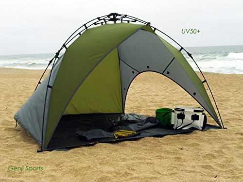 Genji Sports Star Canopy Instant Beach Sun Shelter, Green/Beige, One Size