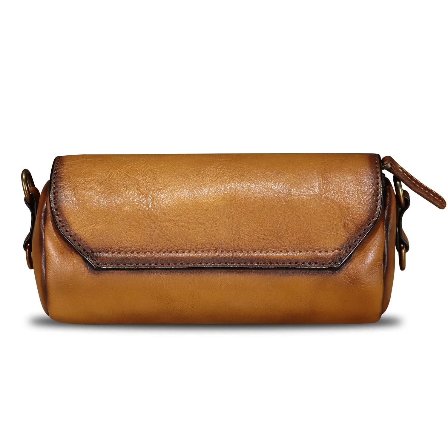 Genuine Leather Satchel for Women Vintage Shoulder Purse Handmade Handbag Retro Crossbody Bag (Brown)