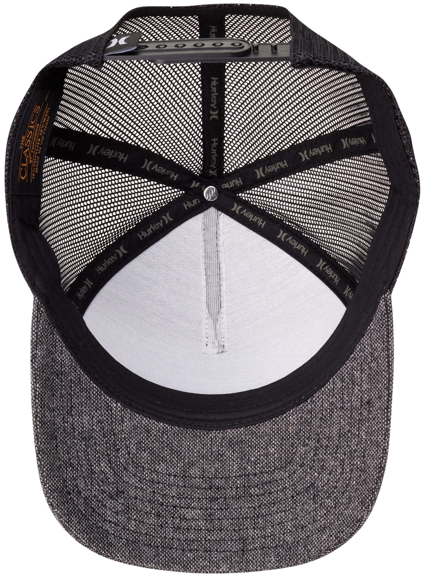 Hurley Men's Baseball Cap - Icon Slash Curved Brim Trucker Hat, Size One Size, Solid Black