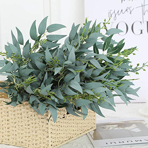 HYONAN Wedding Decorations 5 Fork Simulation Willow Leaves Sen Wedding Scene Layout Outdoor Garden Design Simulation Flowers Fake Willow Leaves Plant Garland Wedding Backdrops,Gray