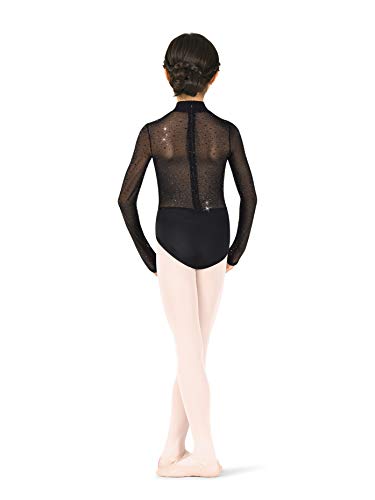 Girls Performance Twinkle Mesh Mock Neck Long Sleeve Leotard,TW321WHTL,White,Large