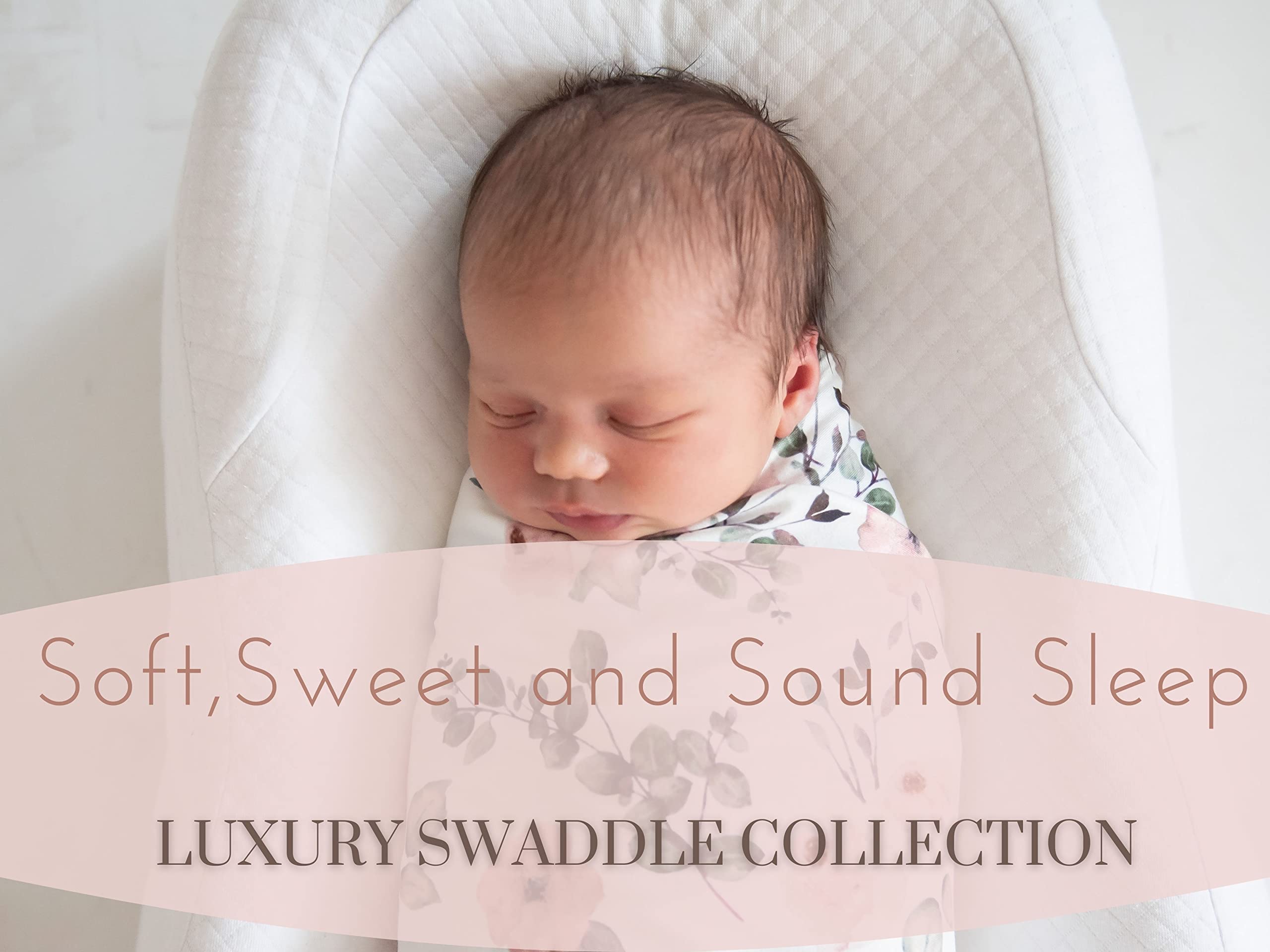 Giggle Angel Baby Receiving Blanket Swaddle Blanket Infant Wrap Pink Floral Pattern with Matching Bowtie (White)
