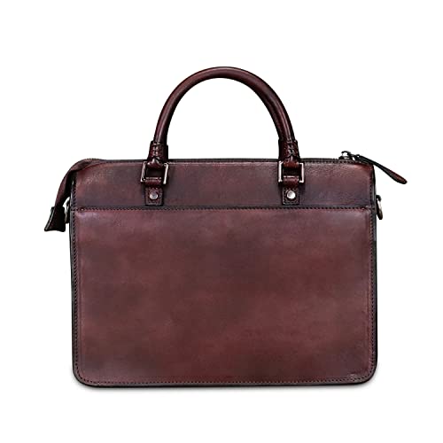Genuine Leather Satchel Purse for Women Vintage Handmade Top Handle Handbag Retro Messenger Crossbody Bag (Brown)