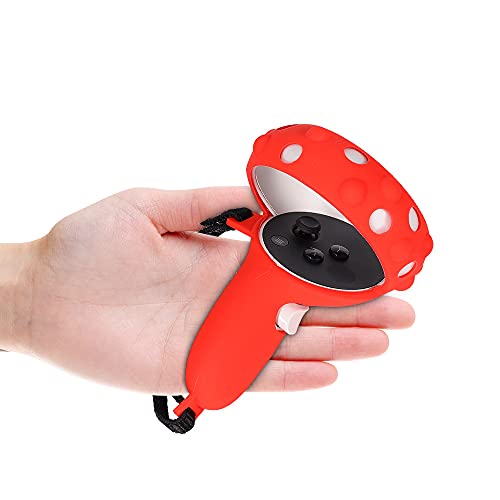 Hix Touch Controller Grip Cover for Oculus Quest 2, 1 pair (2 pcs), Rift S VR Anti-Throw Game Handle Dropping Protective Sleeve Accessories with Adjustable Wrist Knuckle Strap (Black)