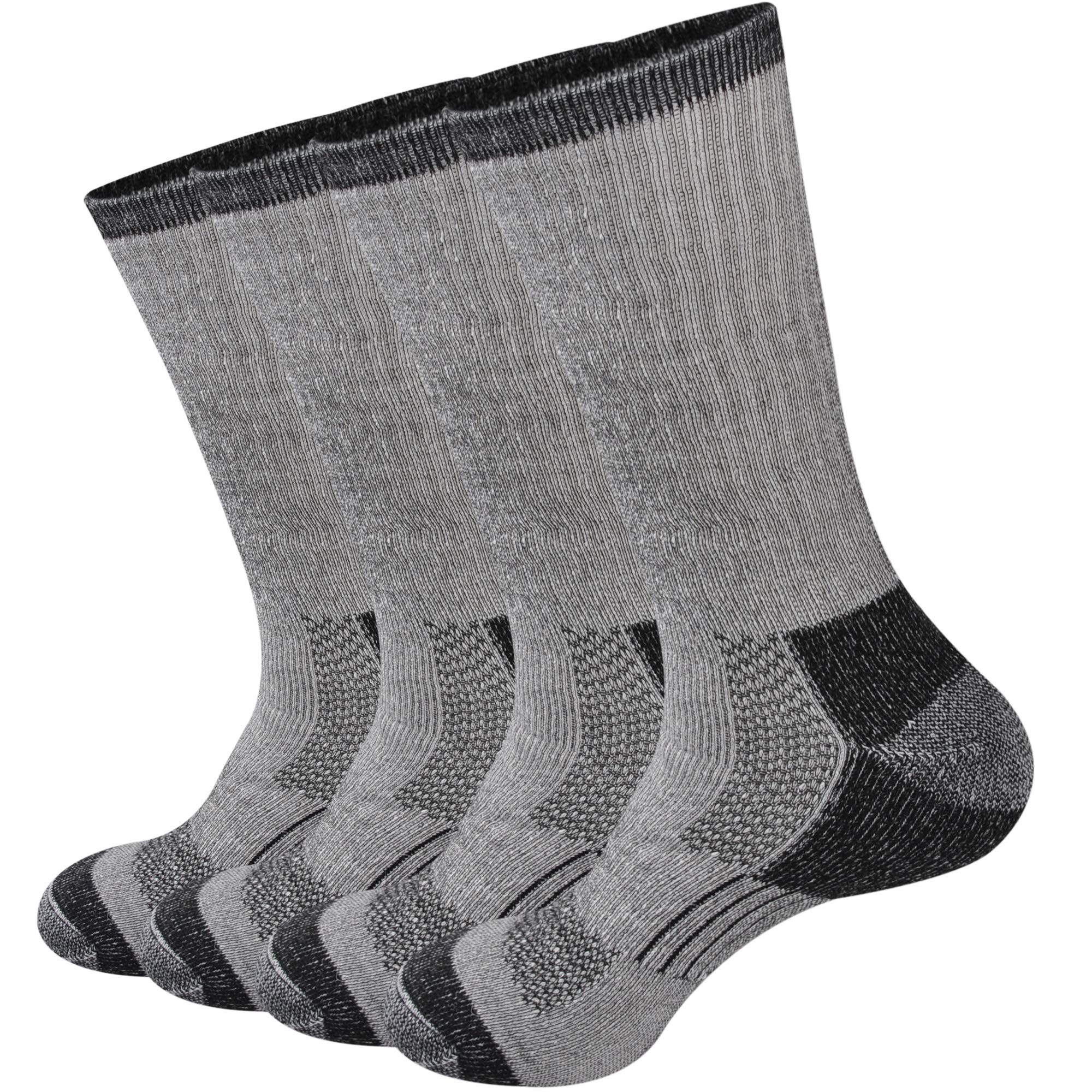 GKX Men's Merino Wool Moisture Wicking Themal Outdoor Hiking Work Boot Heavy Cushion Crew Socks(MixColor)