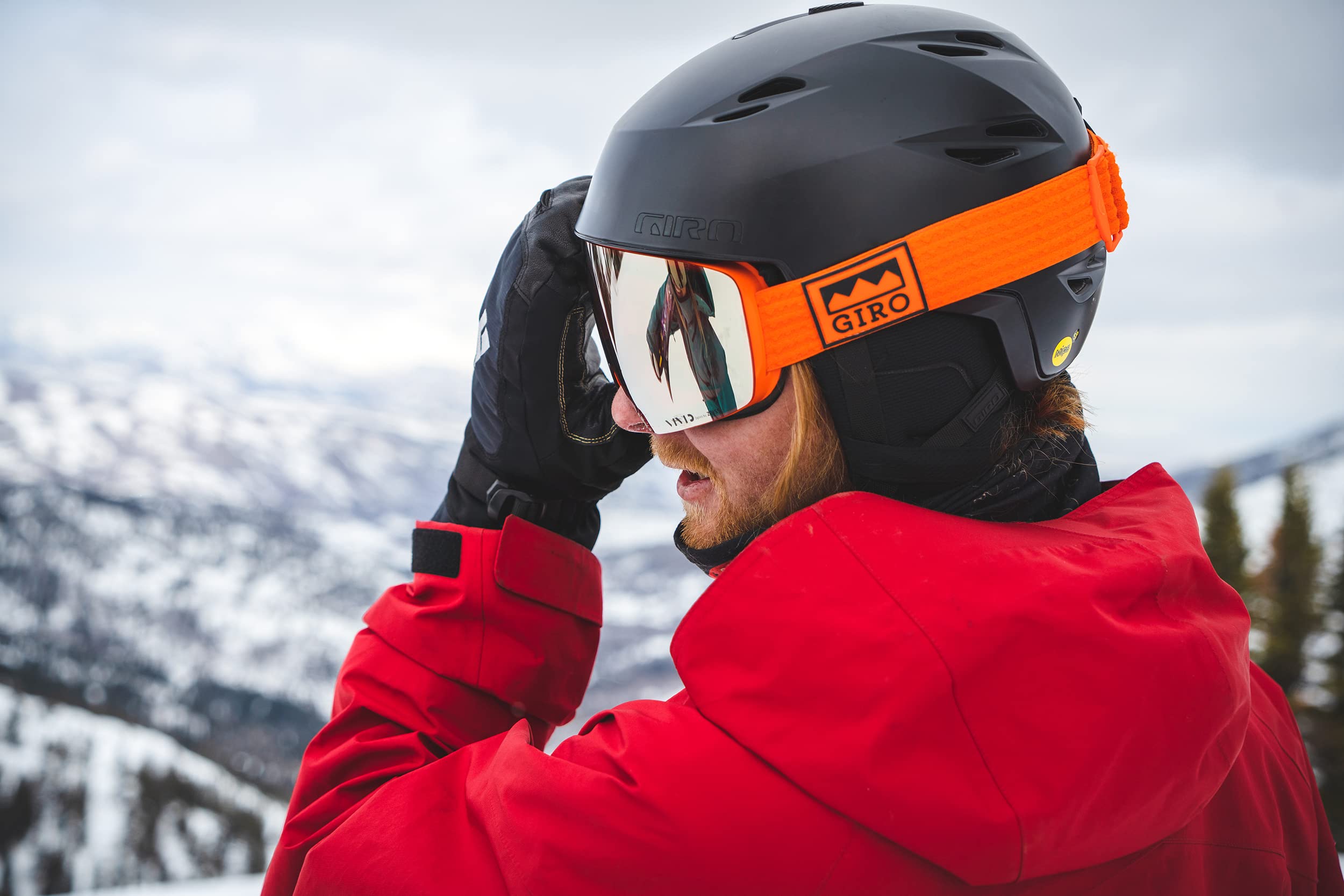 Giro Contour Asian Fit Ski Goggles - Snowboard Goggles for Men & Women - Black Wordmark Strap w/VIVID Ember/VIVID Infrared Lenses