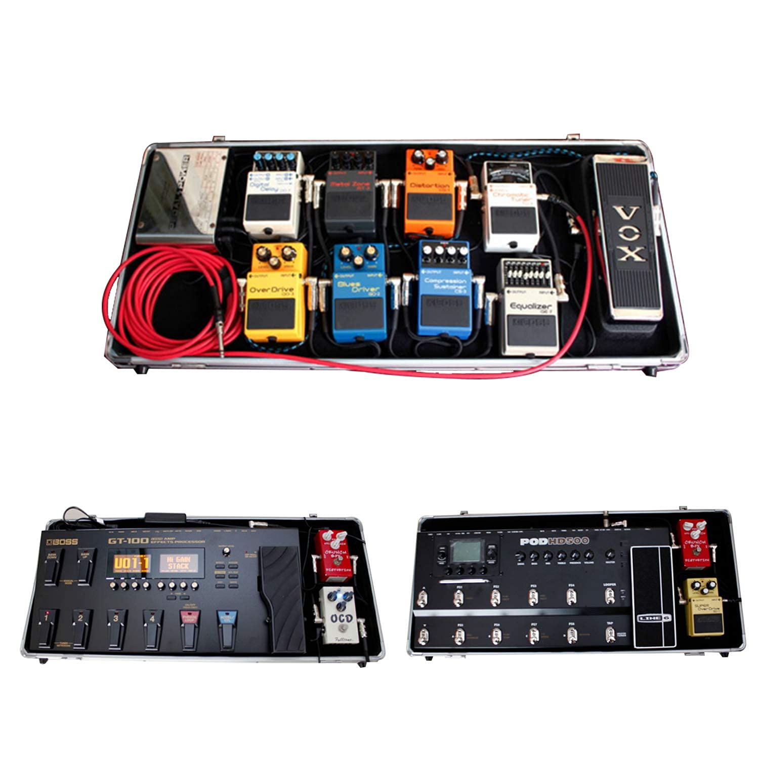 Ghost Fire Guitar Multi Effect Pedal Case 27.5x11.6x4.2in ,with Pedal Mounting Tape Fastener,Sturdy Locking Aluminum ,T series T-EC14