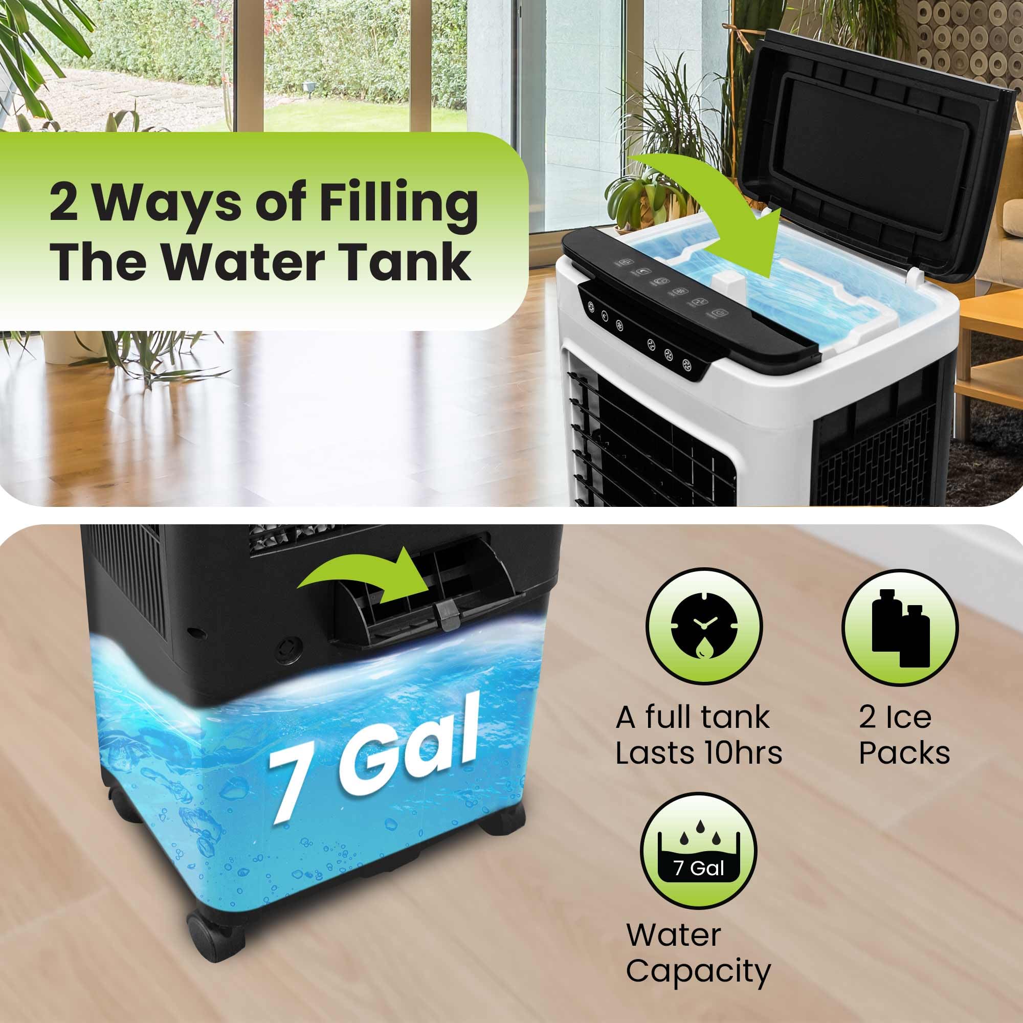 Industrial Strength Fan Cooler for Commercial, Office, Home - Portable Evaporative Air Cooler, Large Quiet 5,300 CFM. 13.2 (White)
