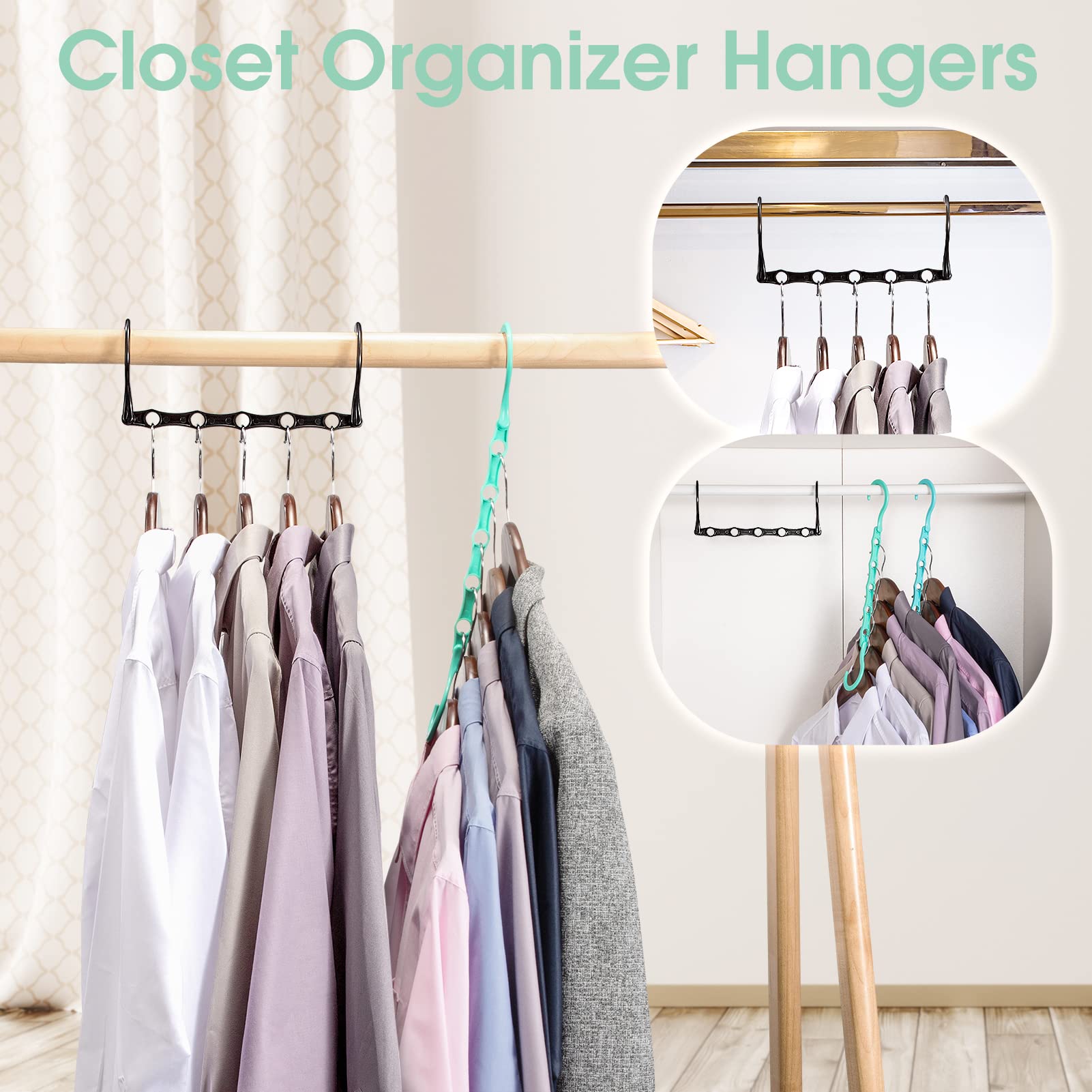 HOUSE DAY Closet Organizers and Storage Magic Space Saving Hangers, Pack of 12 Sturdy Multifunction Hanger, Plastic Collapsible Hanger Closet Organization Clothes Hanger, College Dorm Room Essentials