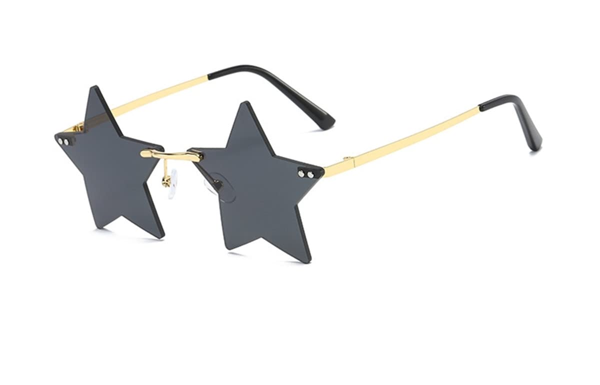 IKUVNA Rimless Star Shape Sunglasses for Women Men Party Streetwear Glasses Trendy Transparent Pentagram Eyewears