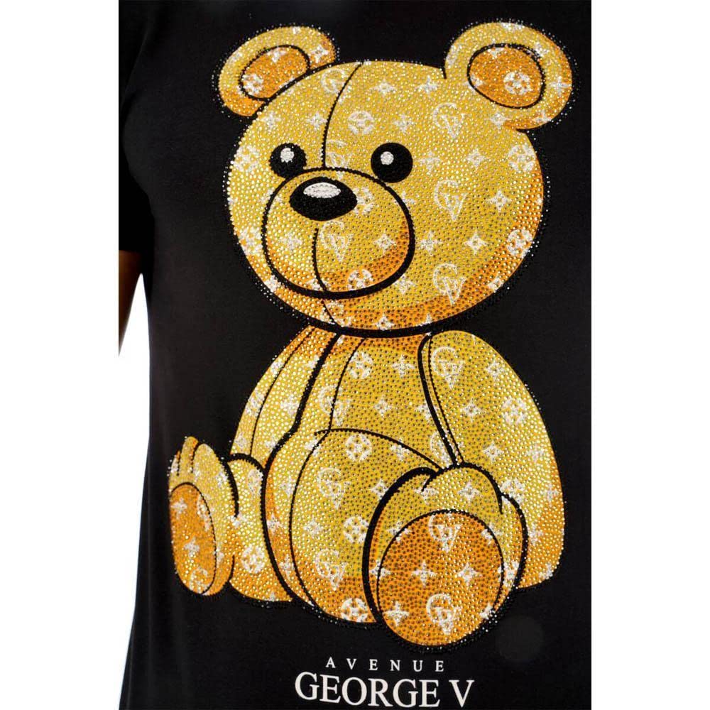 George V Men Crystal Teddy T-Shirt (BlackYellow), XXL