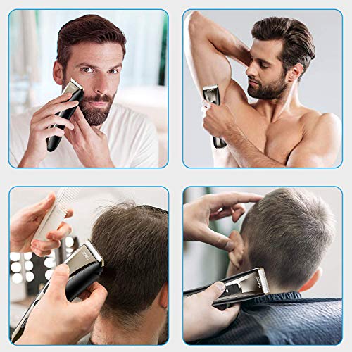 Hair Trimmer, Professional Cordless Hair Clipper Rechargeable Body Hair Removal Machine, Includes Length Guide Combs and Charging Adapter for Beginners Friendly Men