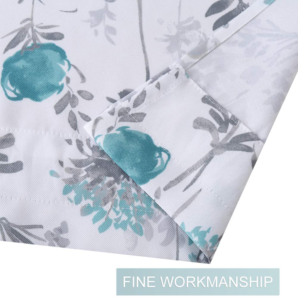 Haperlare Cafe Curtains 24 Inch, Navy Blue Leaf Flower Printed Short Tier Curtains for Kitchen Bathroom Window Curtain, Navy Blue/Light Blue
