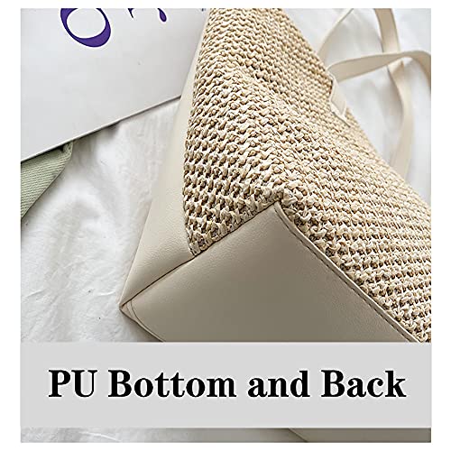 GUOZI Women Straw Woven Tote, Summer Beach Bag Large Handmade Weaving Handbag (2103-B)