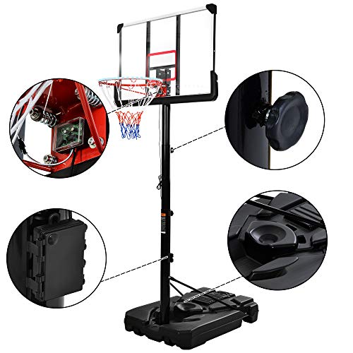 HomSof Portable Basketball Hoop Basketball System 6.6-10ft Height Adjustment for Youth Adults LED Basketball Hoop Lights,Colorful Lights,Waterproof,Super Bright,6.6Ft-10Ft