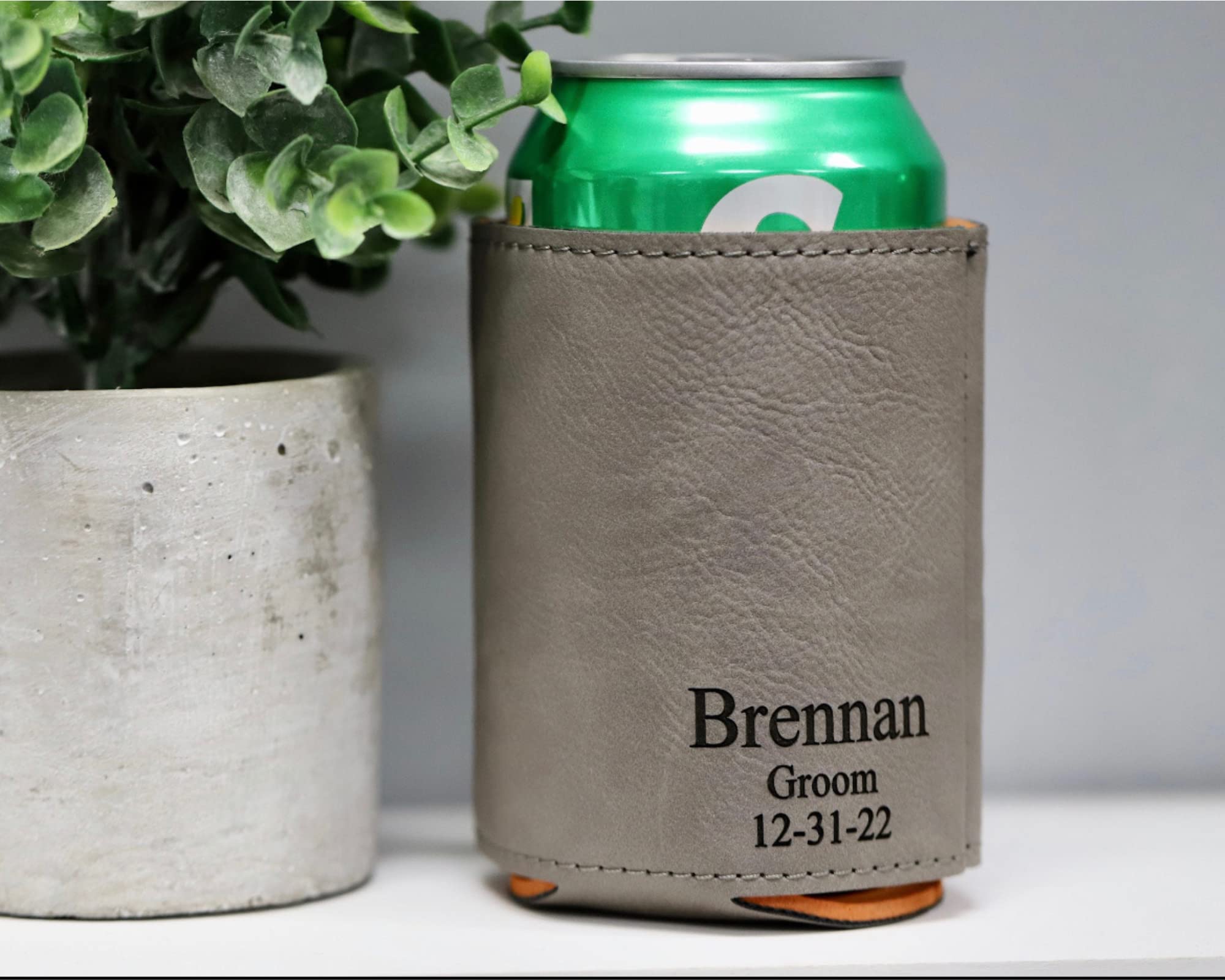 Groomsmen Can Cooler Holder, Groomsmen Gifts Personalized, Engraved Can Cooler, Beer Can Holder, Groomsmen Proposal, Groomsman Gift Ideas (Raw Hide)