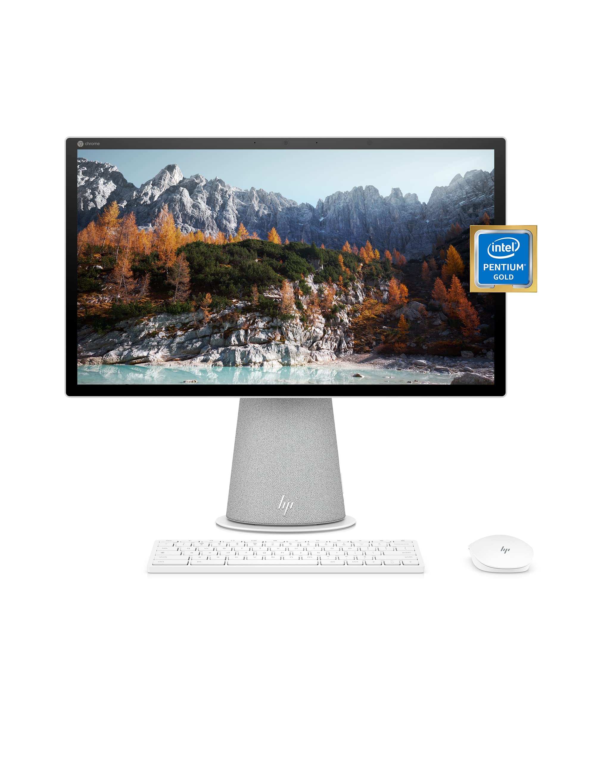 HP Chromebase 21.5" All-in-One Desktop, Intel Pentium Gold 6405U Processor, 4 GB RAM, 128 GB SSD, Rotating Full HD IPS Touchscreen, Chrome OS, Bluetooth Keyboard and Mouse Combo (22-aa0022) (Renewed)