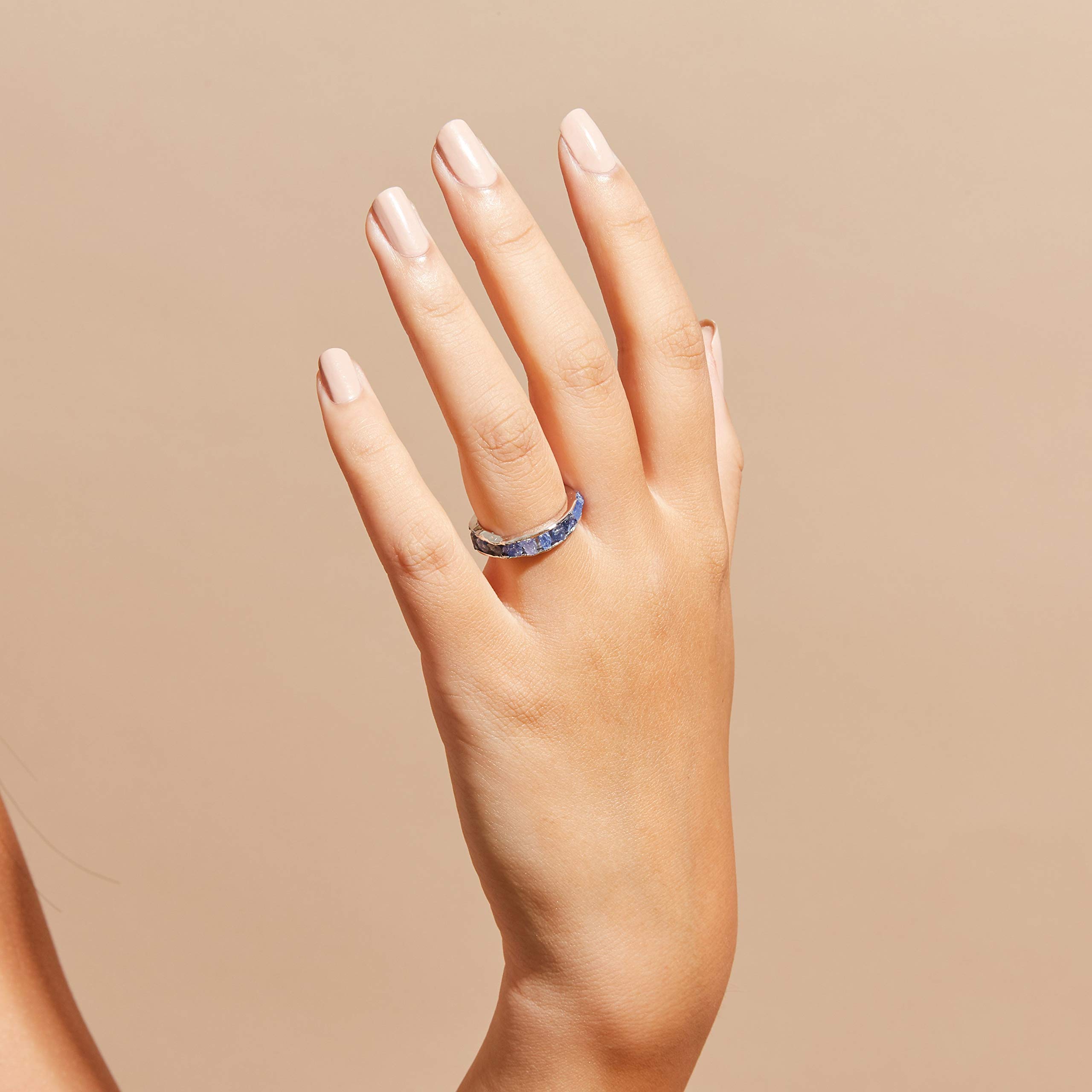 german kabirski 4.20 Carat Blue Tanzanite Handmade Band Ring in 925 Sterling Silver with White Rhodium Plating Size 7.5