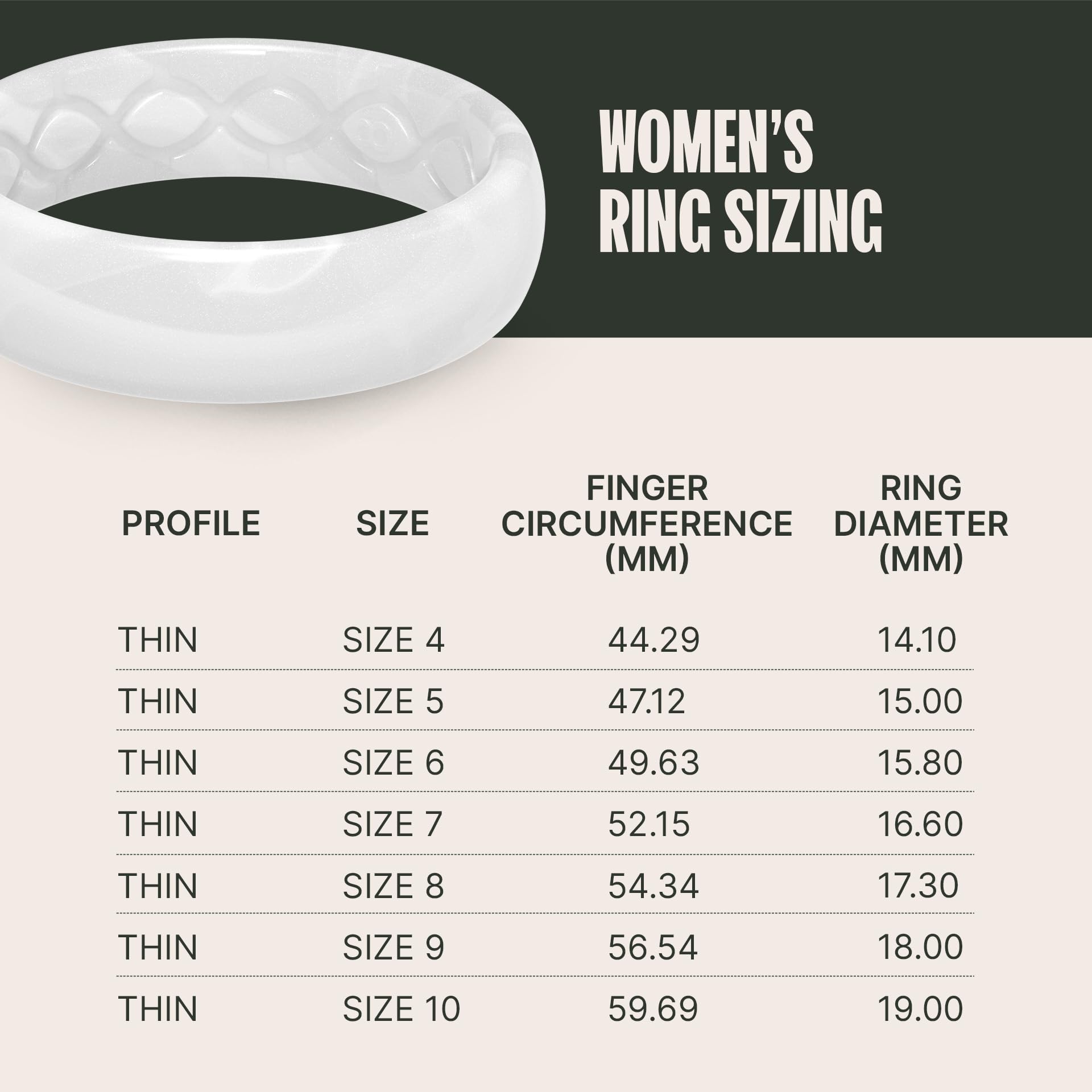 Groove Life Metallic Thin Pearl Ring - Breathable Silicone Wedding Rings for Women, Lifetime Coverage, Unique Design, Comfort Fit Ring - Size 7