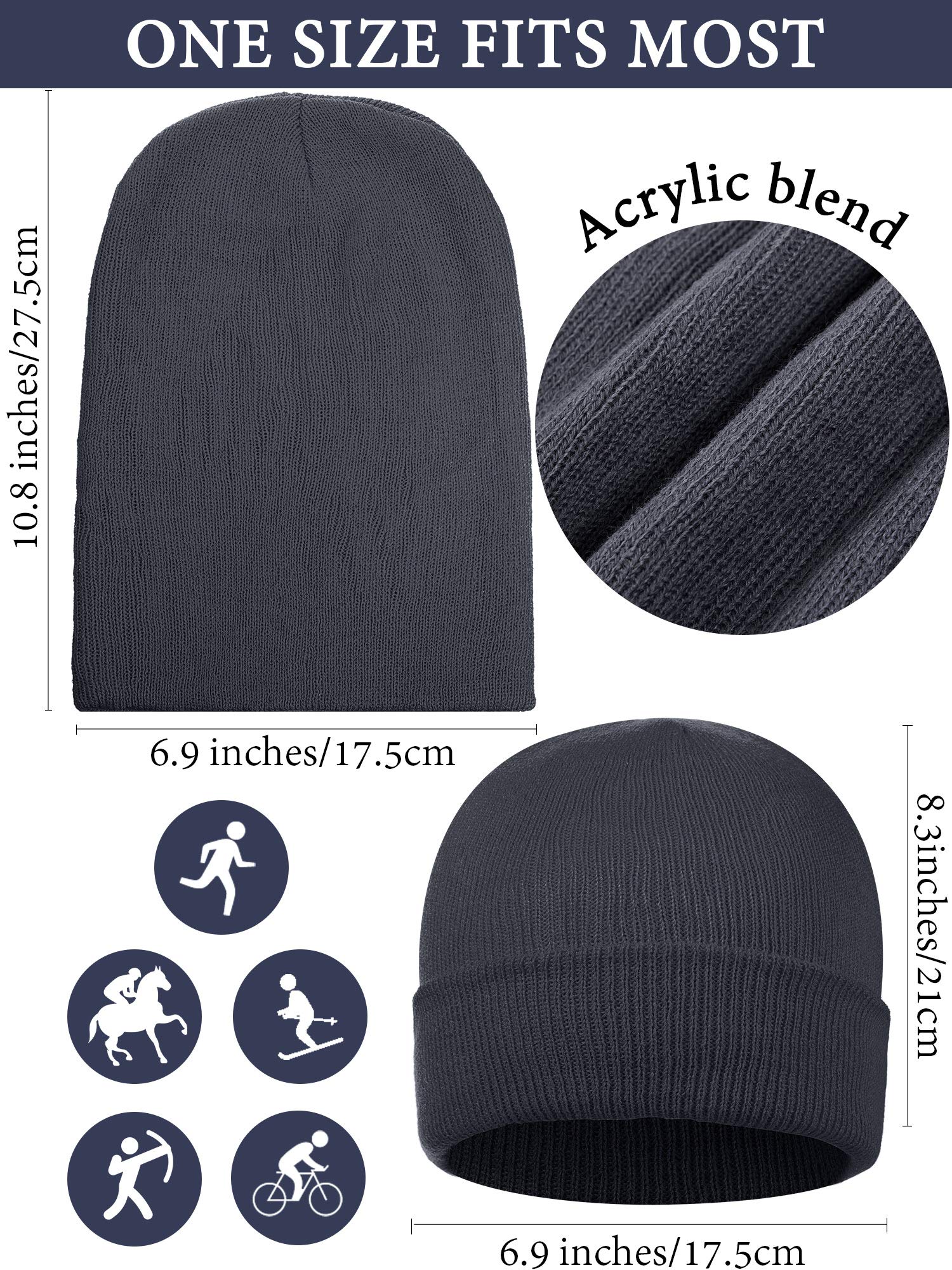 Geyoga 6 Pieces Warm Knitted Cuffed Beanie Hats Winter Cuff Skull Cap Men Women(Classic Colors)