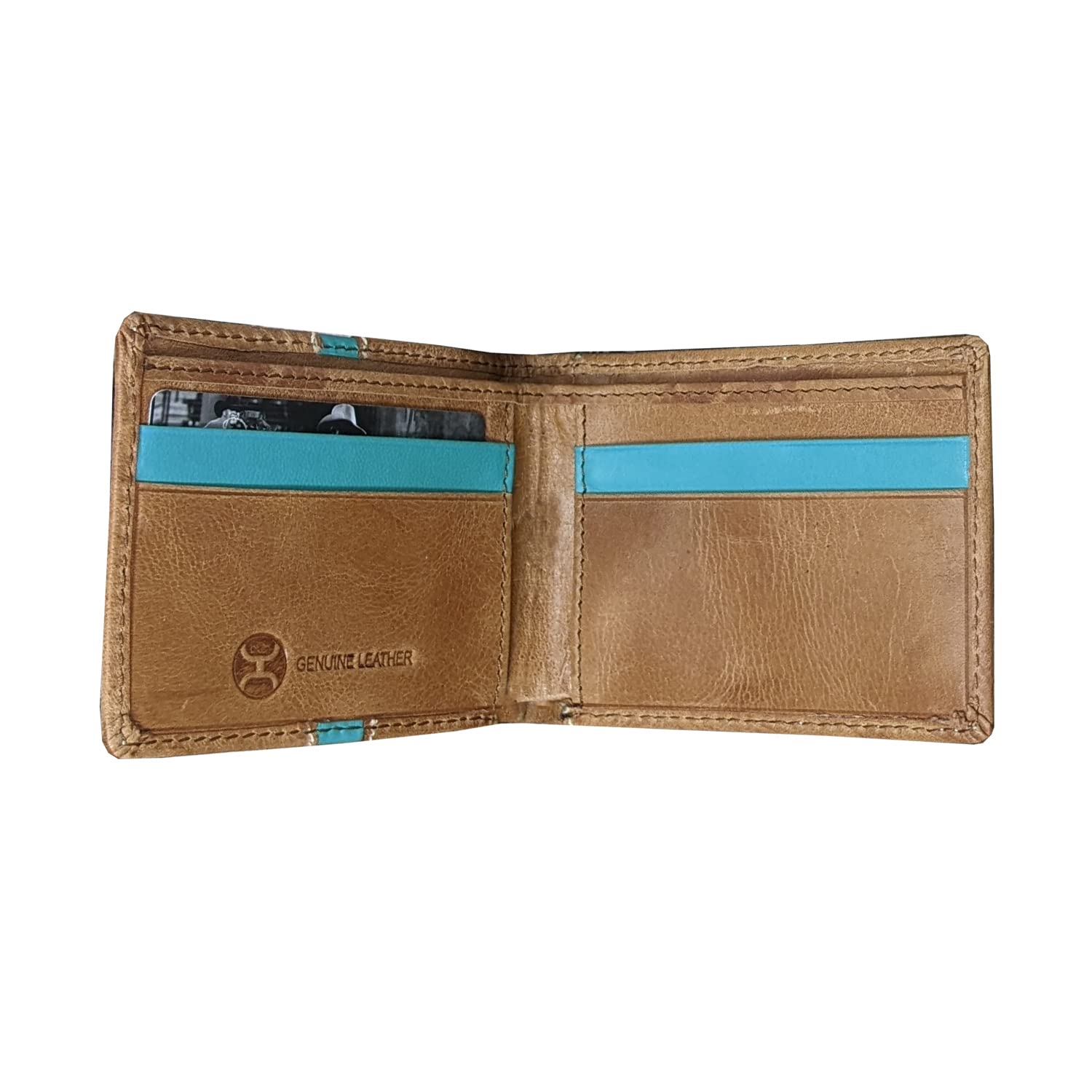 HOOEY Bi-Fold Leather Men's Wallet (Hands-Up - Sunset Serape)