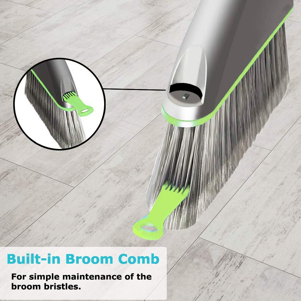 Guay Clean Angled Broom and Dustpan Set with Adjustable Handle - Easy Sweeping for Home Kitchen Office Floor - Collects Dust Dirt Debris - Built-in Broom Comb - Blue