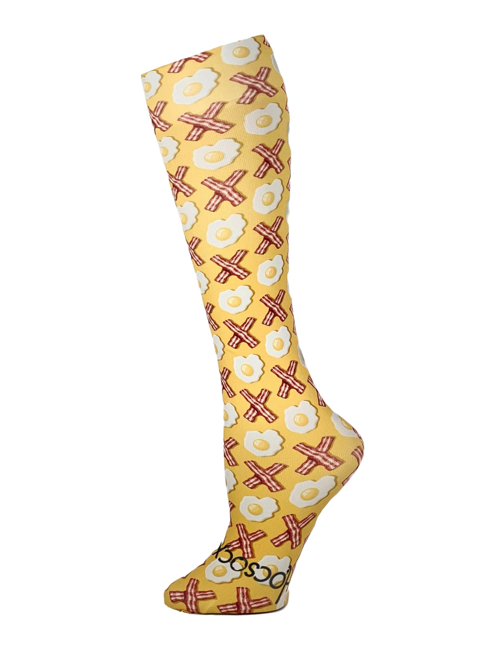 Hocsocx Bacon & Eggs Socks Performance Liner Moisture-Wicking Protection for Field Hockey, Ice Hockey, and Soccer