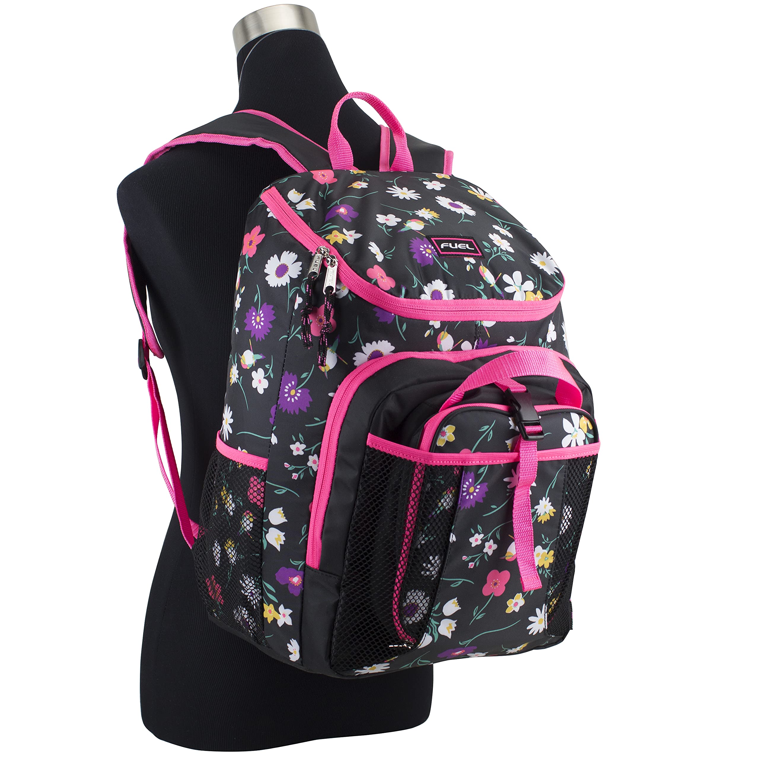 FUEL Backpack with Lunch Box Combo – 18” Two Compartment Water Resistant Durable Adjustable Straps with Side Water Bottle Pockets 2 in 1 Set - Midnight Blue