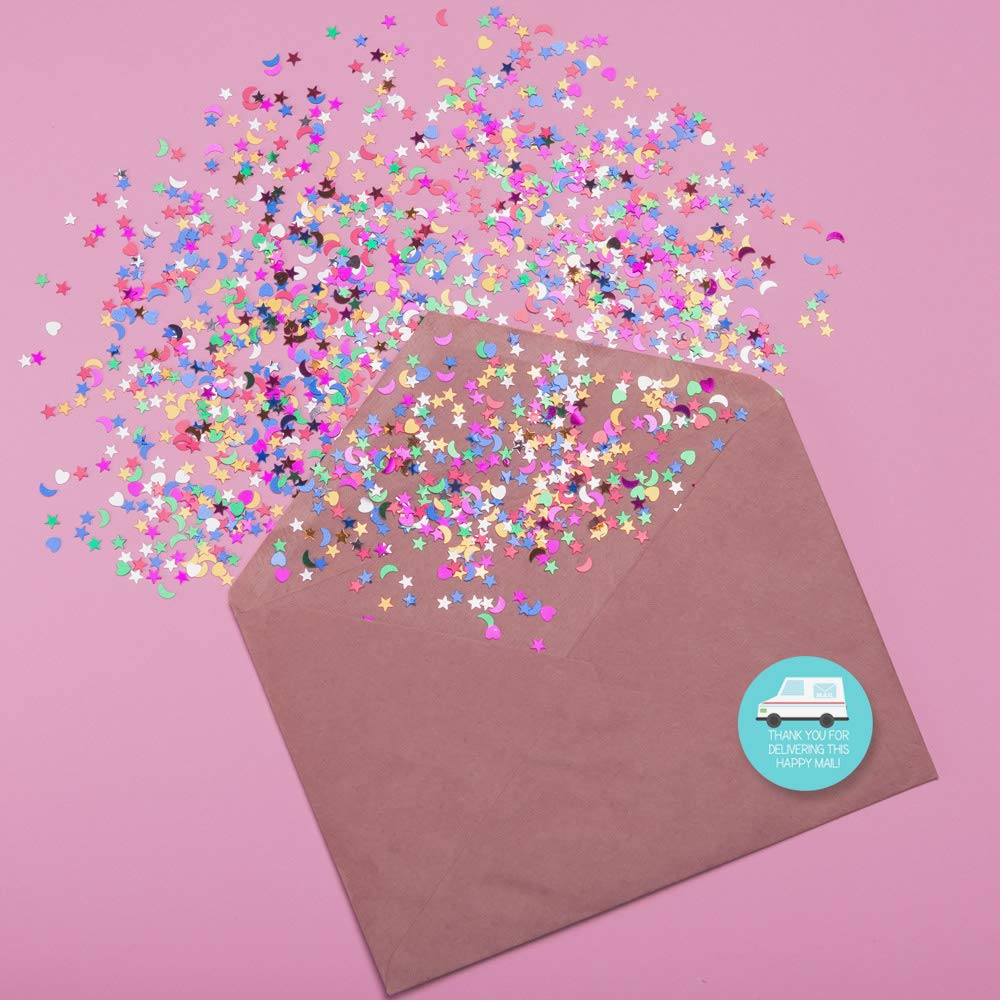 Happy Mail Themed Thank You Postal Worker Appreciation Sticker Labels for Small Businesses, 60 1.5" Circle Stickers by AmandaCreation, Great for Envelopes, Postcards, Direct Mail, & More!