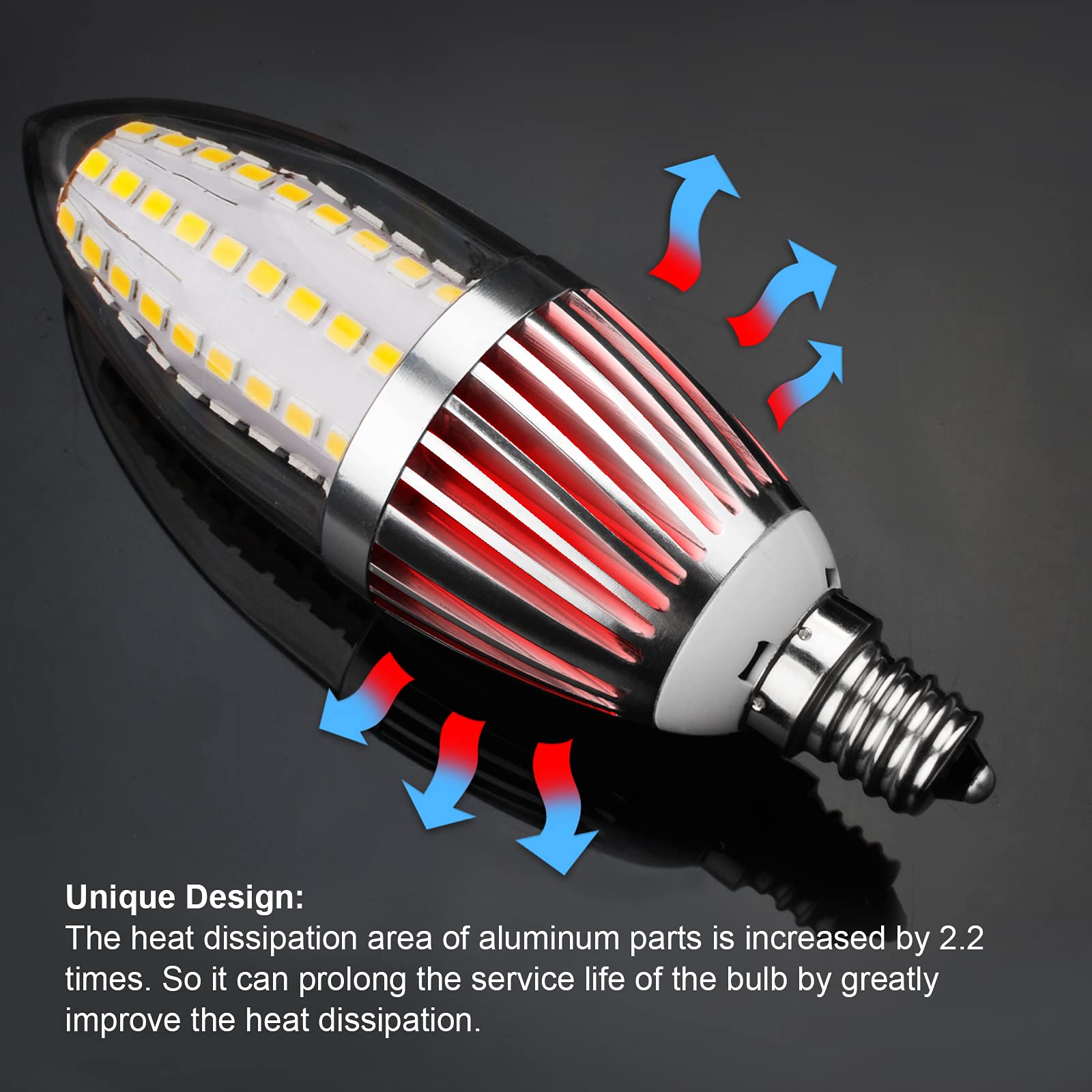gezee 15W LED Candelabra Bulb, Non-Dimmable, 120Watt Light Bulbs Equivalent,Daylight White 6000K Chandelier Bulbs, E12,120V, 1500Lumens, Torpedo Shape(4 Pack)