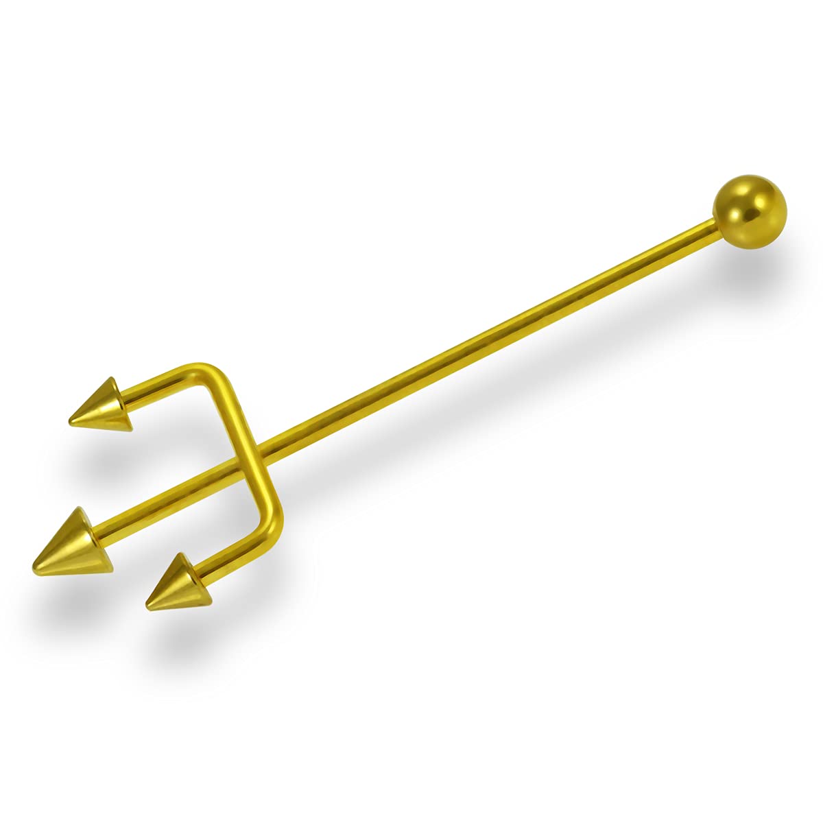Gold Anodized Trident 316L Surgical Steel industrial Piercing Barbell Cartilage Ear Piercing Jewelry
