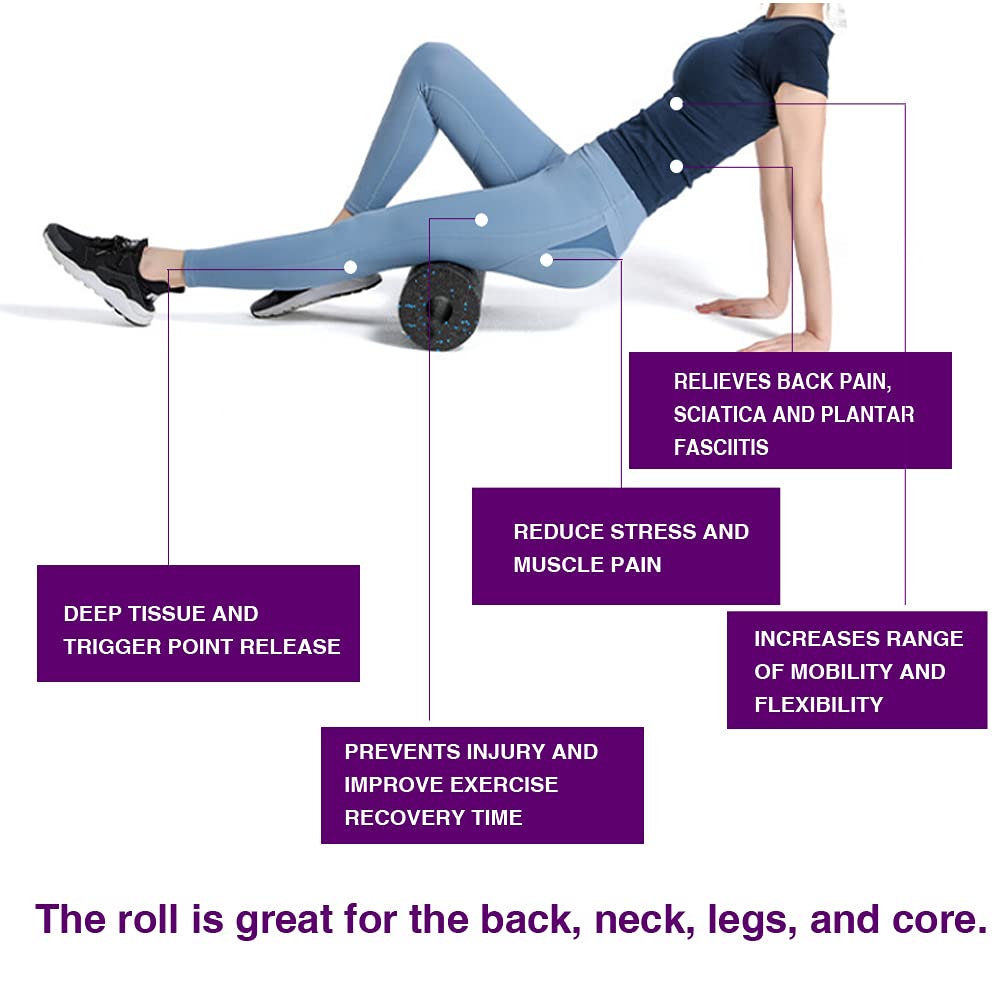GGSDDUP Exercise Back Roller Foam for Legs and Shoulder Physical Therapy Calf Foam Roller Set for Back Pain Soft Full Body Roller with Peanut Rolling Ball for Muscle Deep Tissue Massage,Pb