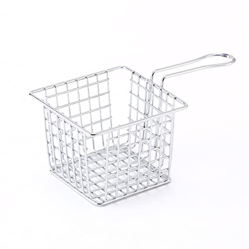 Fryer Basket, Large Capacity Safe Use Strudy Structure French Fries Basket Convenient Drainage for Home (Electroplating Color)