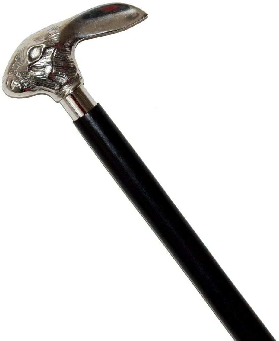 FSE Silver Rabbit Head Handle Wooden Walking Stick Cane Design Beautiful Gift