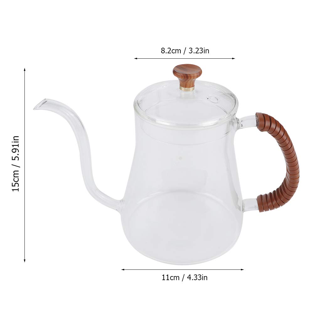 Glass Teapot, Pour Over Coffee Kettle Kettle 600ML Thickened Glass Kettle Tea Stovetop Save Pour Over Kettle Coffee Removable Infuser Dripper