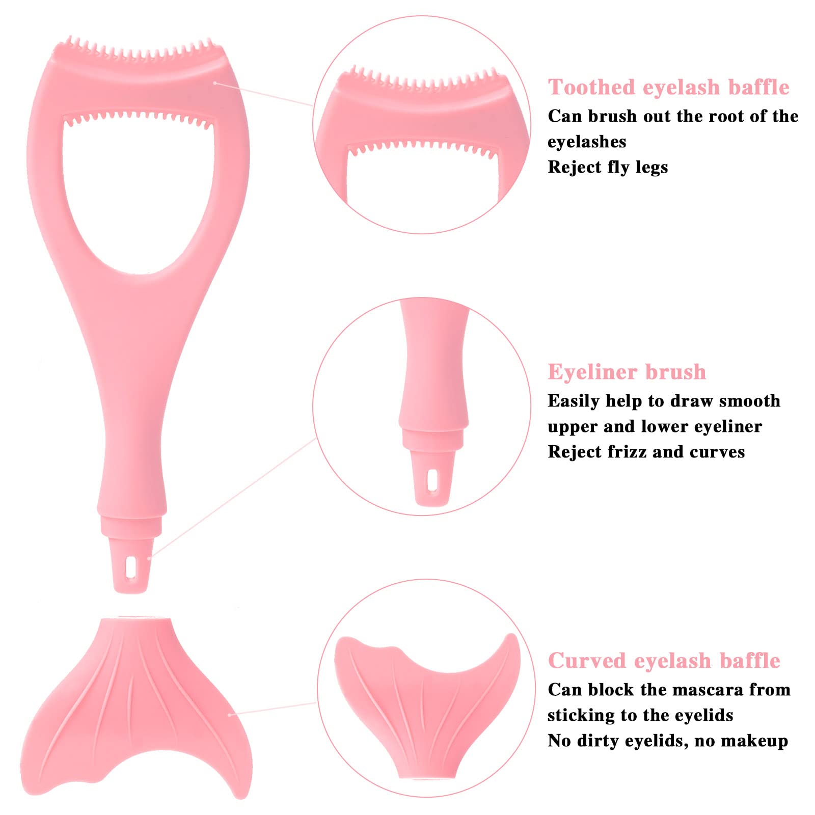 Mascara Shield Applicator Guard Mermaid Eyelash Separator Tool Silicone Eye Lash Comb Lash Buddy Reusable Eyebrow Brush Multifunction Eyeliner Stencil Makeup Auxiliary Guard Tool Detachable