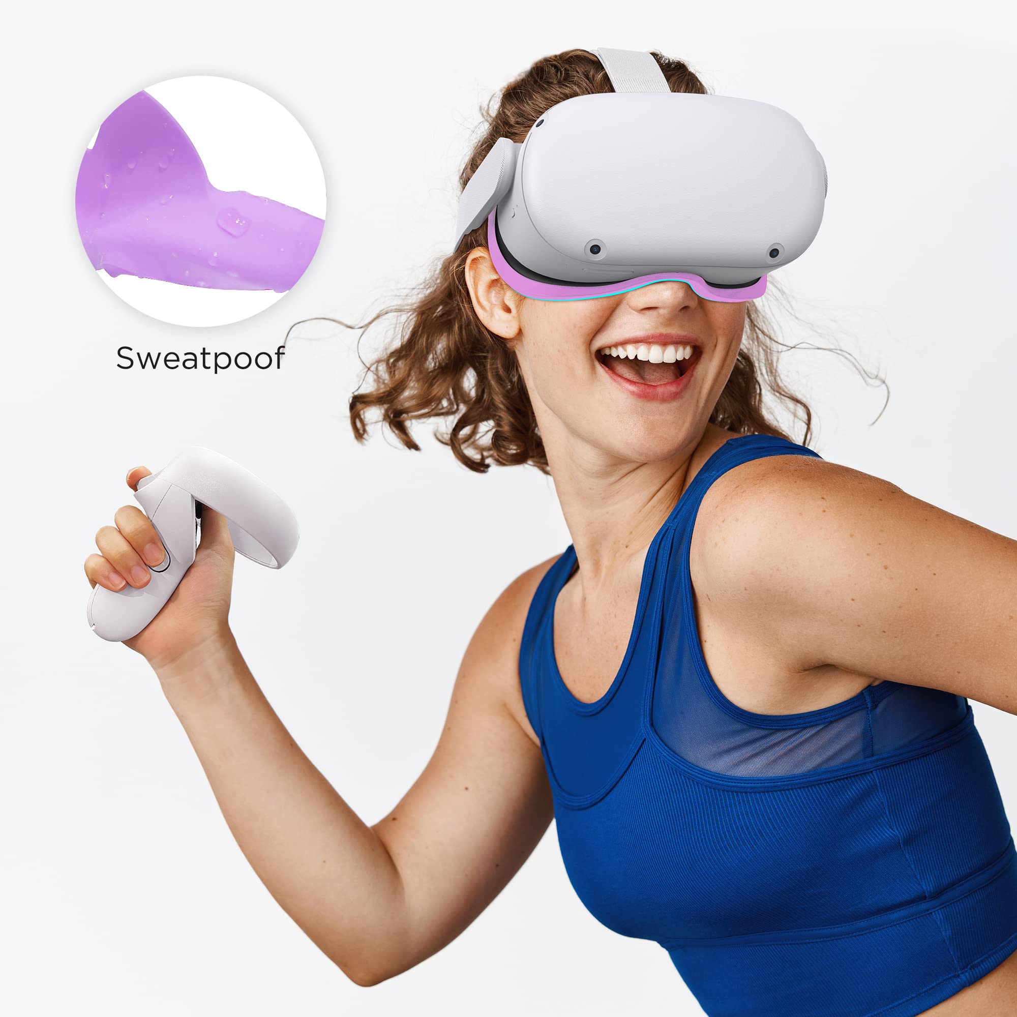 KIWI design Face Cushion Cover Pad with Lens Cover Compatible with Quest 2 Accessories(Black and Taro Purple)