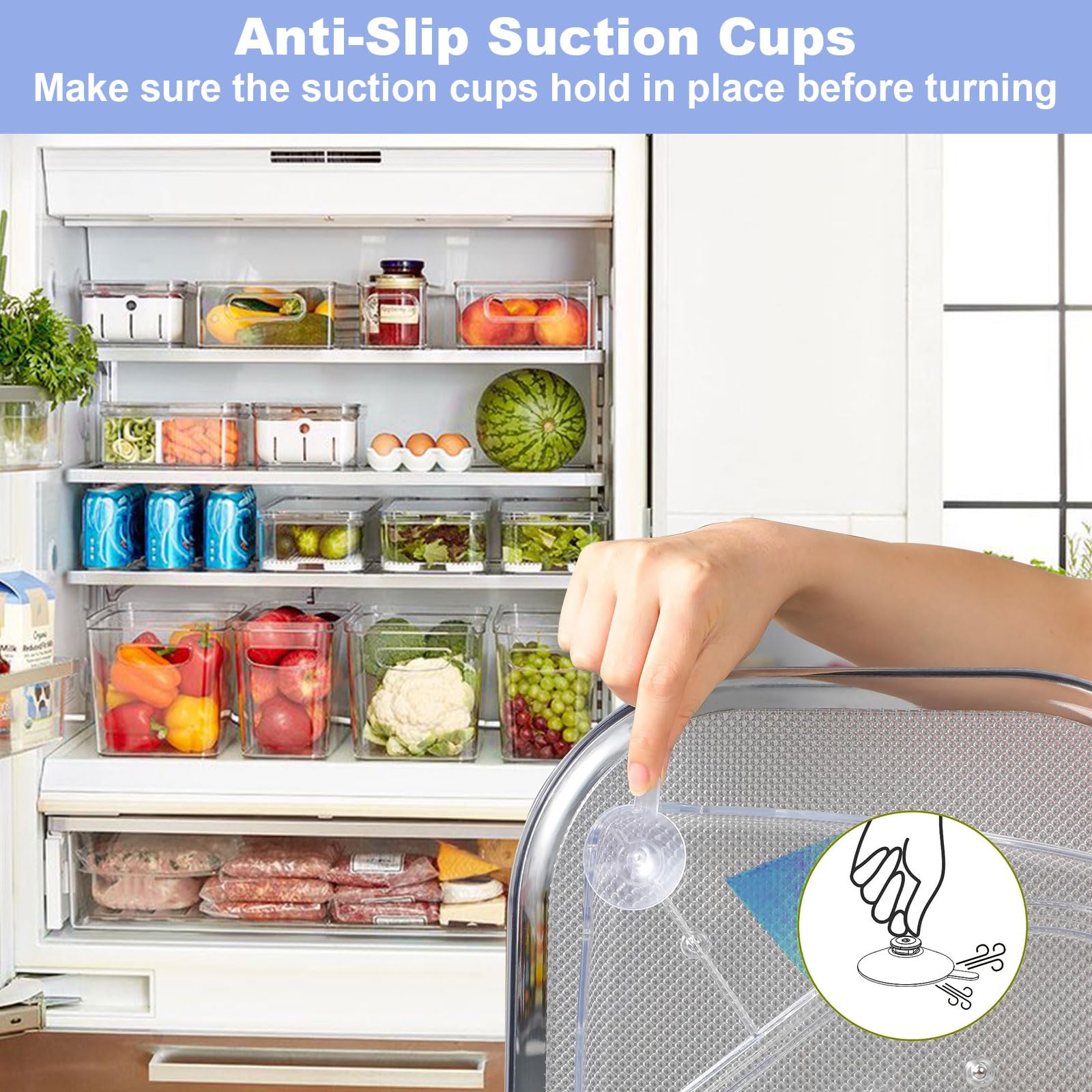 Hcomine Square Lazy Susan for Refrigerator, Turntable Organizer Countertop Condiment Storage Rack, Cabinet, Table, Pantry, Kitchen, (13.7x10.2 Inches)