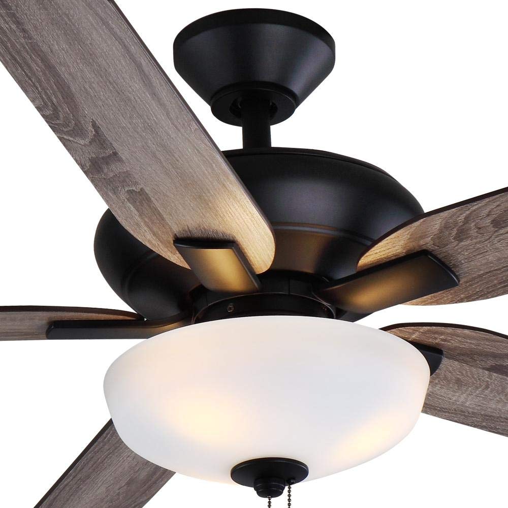 Hampton Bay 57264 Holly Springs 52 in. LED Matte Black Ceiling Fan