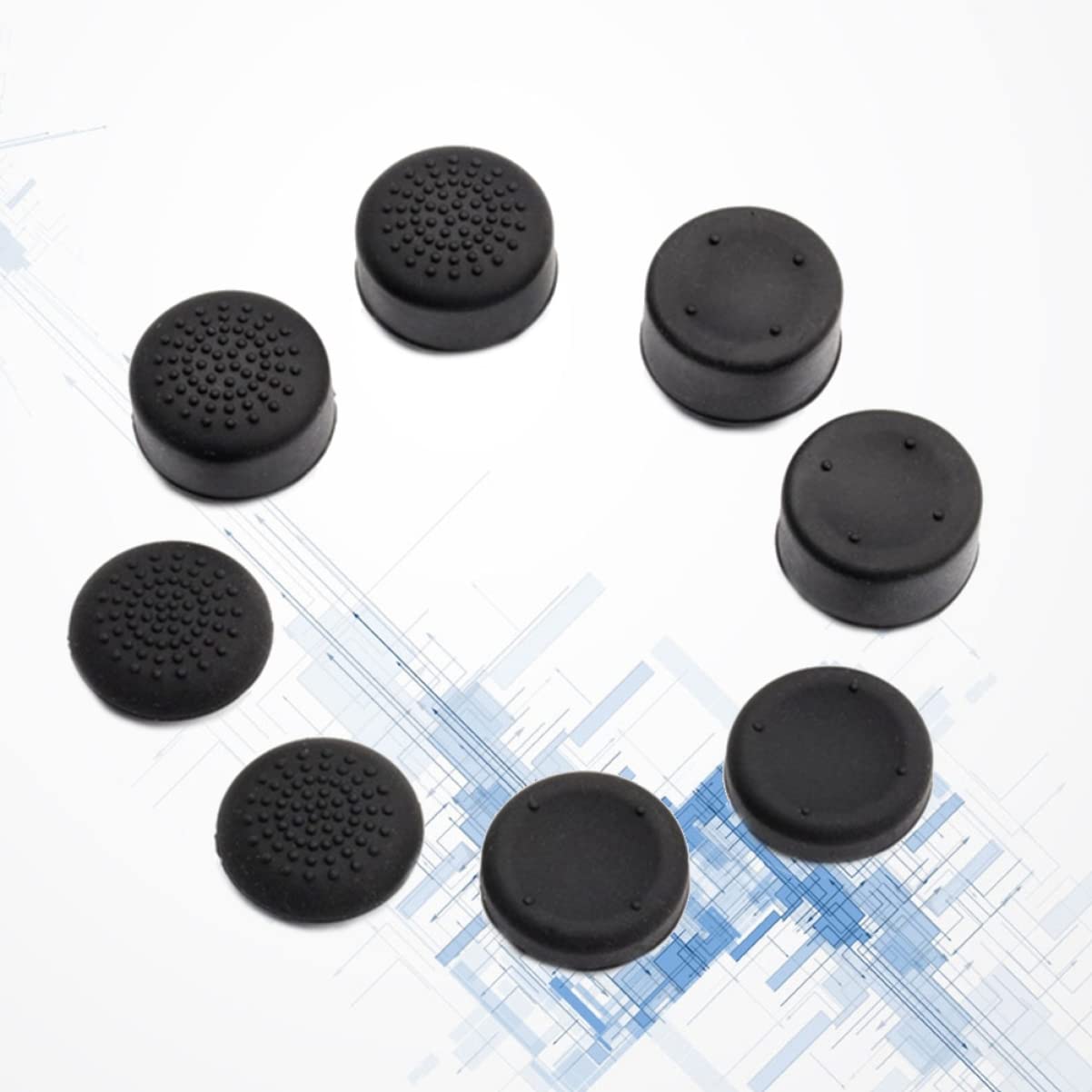 Healifty 8pcs Conter Height Caps Gamepad Case Non Enhanced Stick Accessory for Silicone Grips Raised Men Covers Thumb Joystick Women Grip Cover Replacement Cap Black Slip