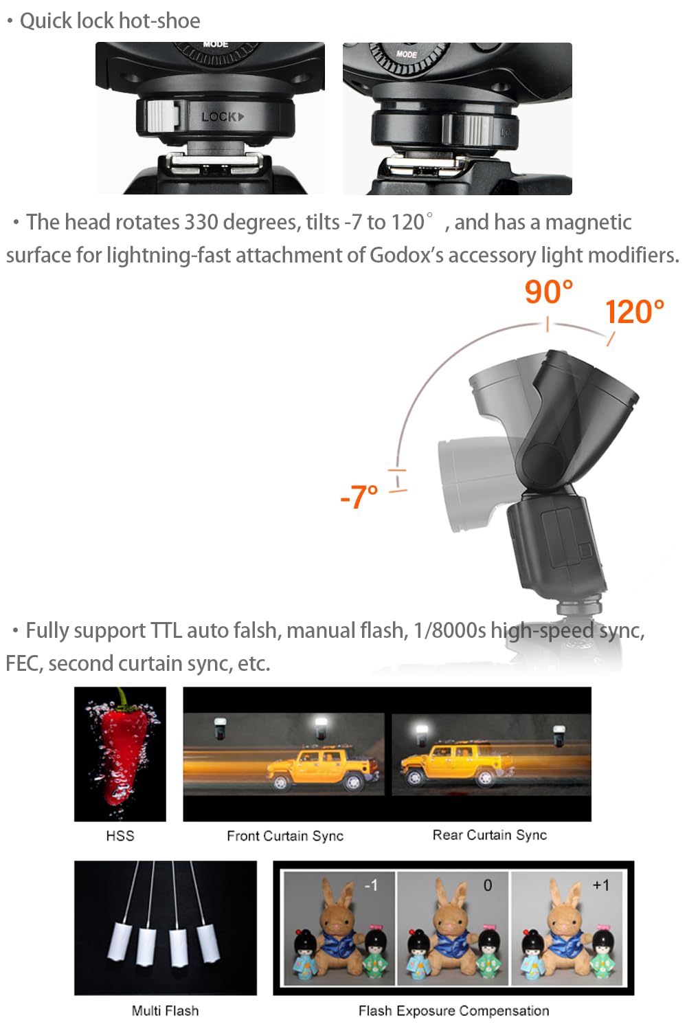 Godox V1-O TTL Flash Speedlite 76WS GN92 2.4G High-Speed Sync 1/8000s 2600mAh Li-ion Battery Round Head Camera Speedlight with Godox AK-R1 Accessories Kit Compatible for Olympus Panasonic Cameras
