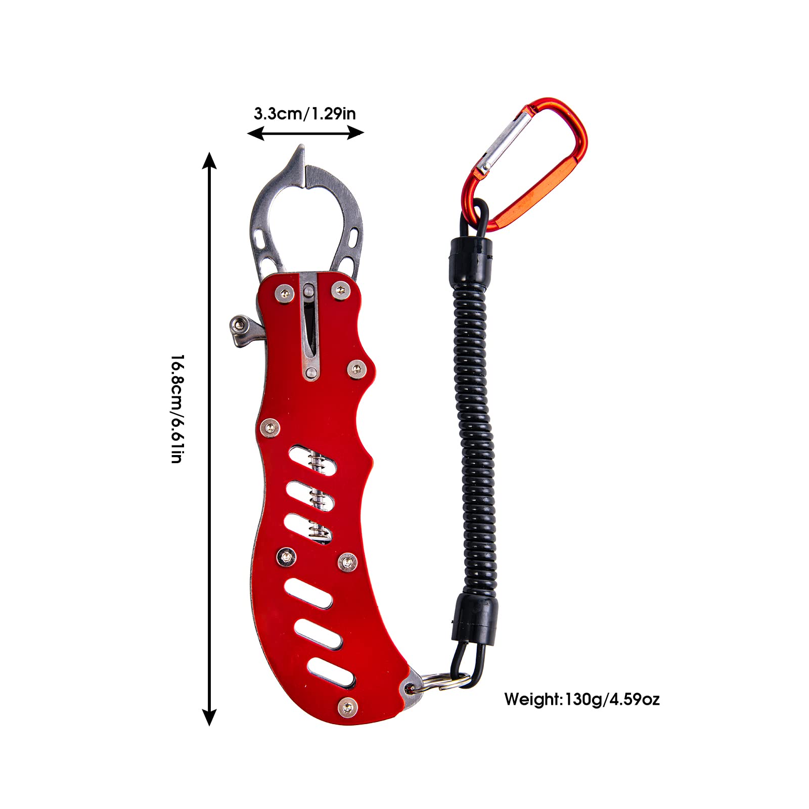 Goture Fishing Lip Gripper Aluminum Multifunction Fish Mouth Grabber Hook Remover with Lanyard Fishing Tackle Tool