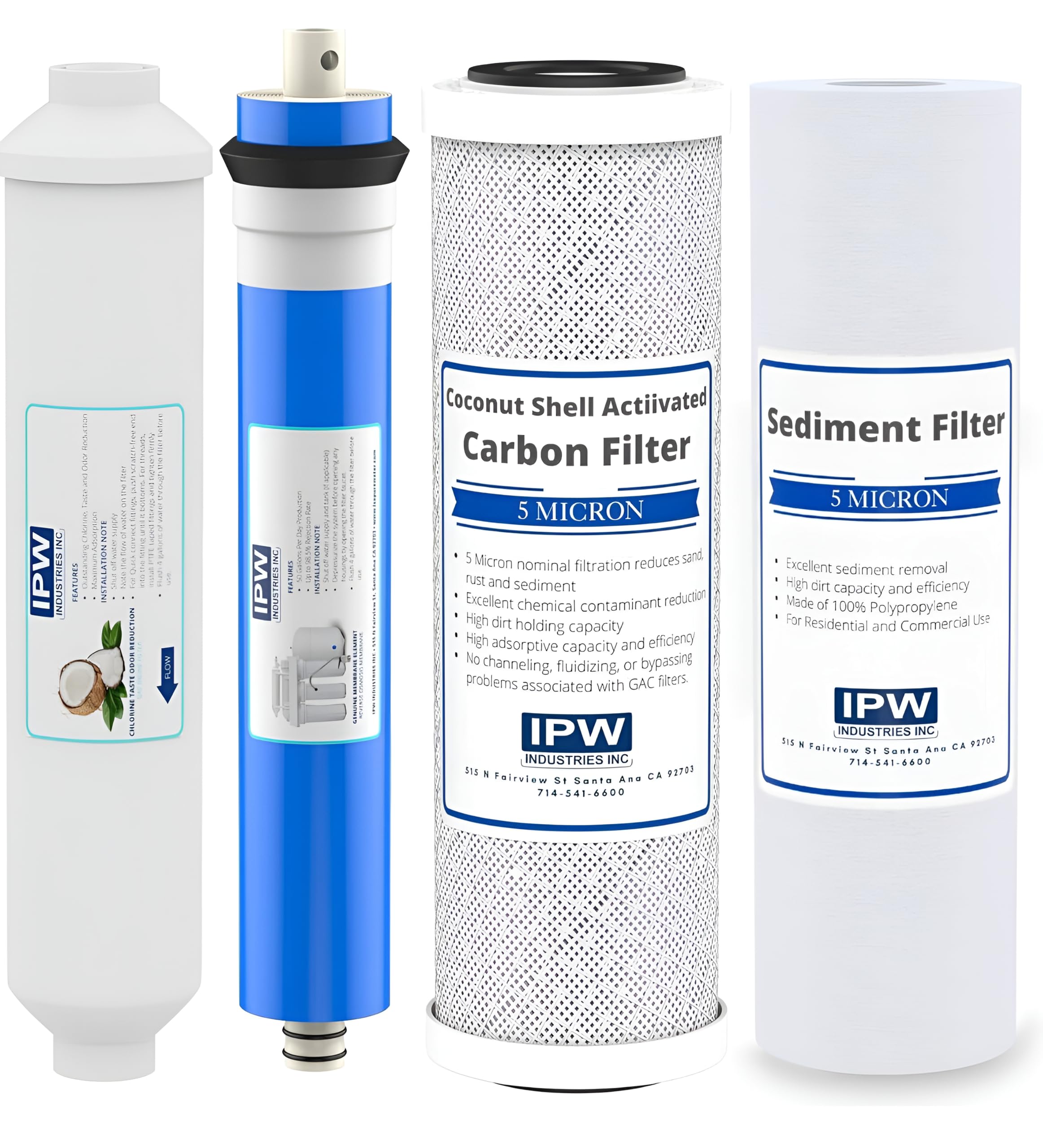 IPW Industries Universal 4-Stage Under Sink Reverse Osmosis Replacement Filter Kit | Replace Every 6-12 Months for Pure, Refreshing Water