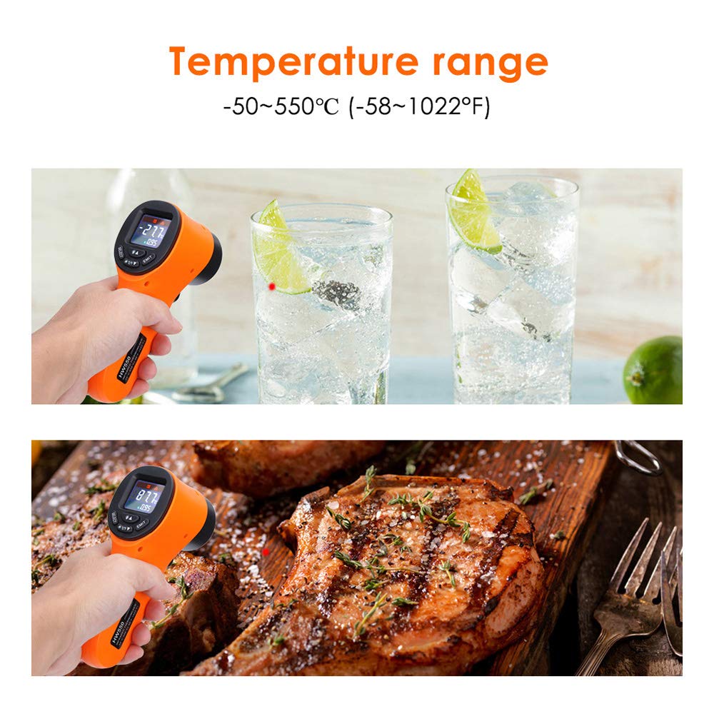 GoolRC Handheld Non-Contact Digital Infrared Thermometer Pyrometer Aquarium LCD Laser Thermometer Outdoor Industrial Thermometer -50~550 C (Not Accurate for Human Temperature),Battery Not Included