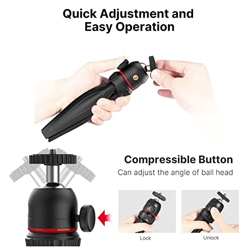 GZQDX Tabletop Mini Camera Tripod for Phone Stand 1/4 Inch Screw 1.5kg Load Capacity for DSLR Action Camera Live Streaming (Color : Black)