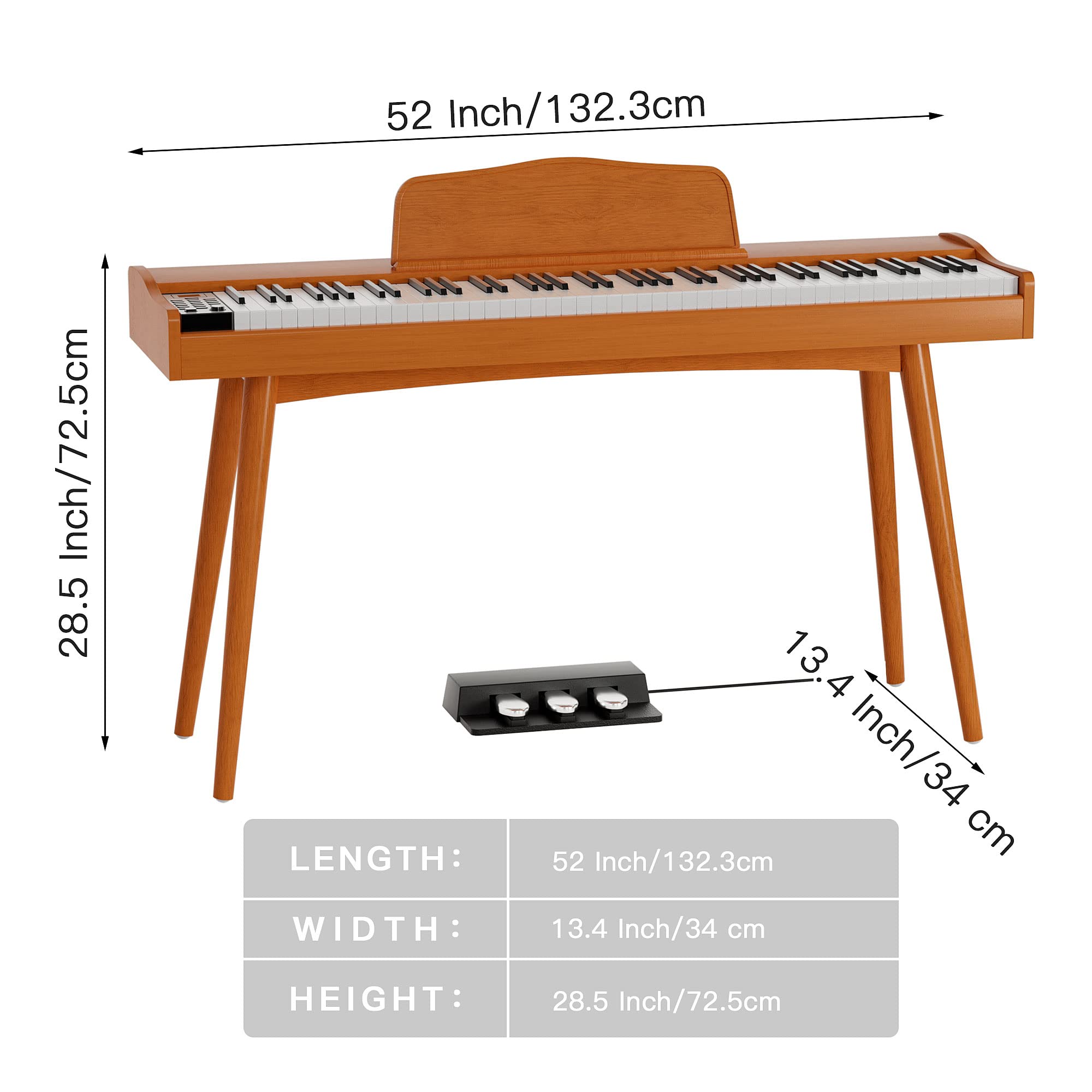 HEXANT 88- Key Digital Keyboard Piano, Hammer Full-Weighted Wooden Electric Full Size Keyboard Piano, with 3-Pedal, MIDI Connection, Multi-Functional Keyboard and Stand