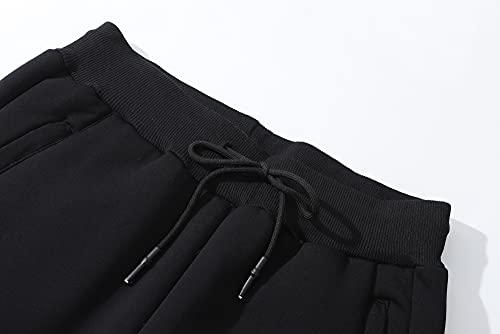 Gihuo Men's Active Winter Fleece Pants Sherpa Lined Sweatpants (Black, Large)
