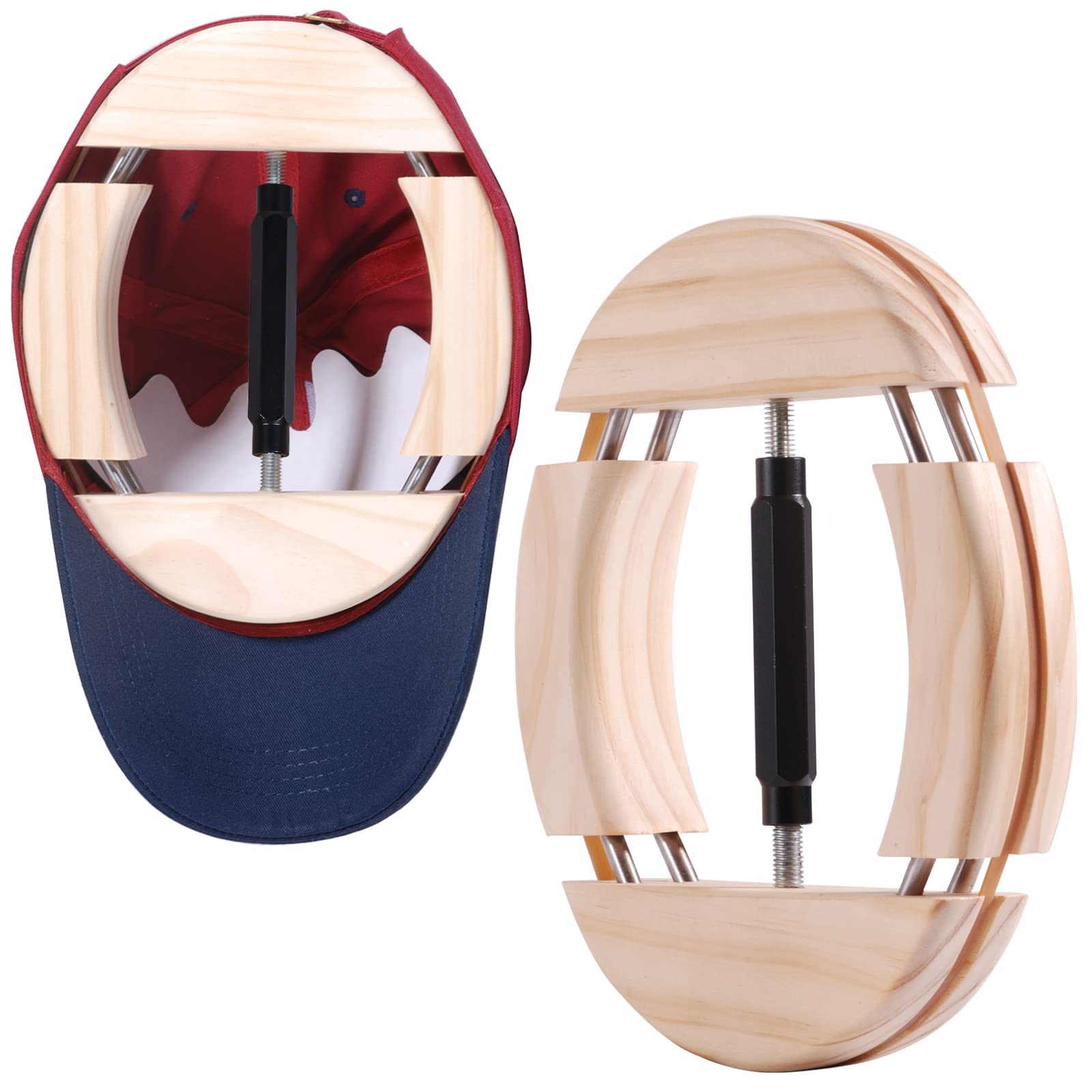 H.Busque Hat Stretcher for Fitted Hats for Cowboy Men Baseball Cap Hat Extender Shaper for Fedoras with Turnbuckle Adjustable Size 7 1/2 to 9 3/4 Black
